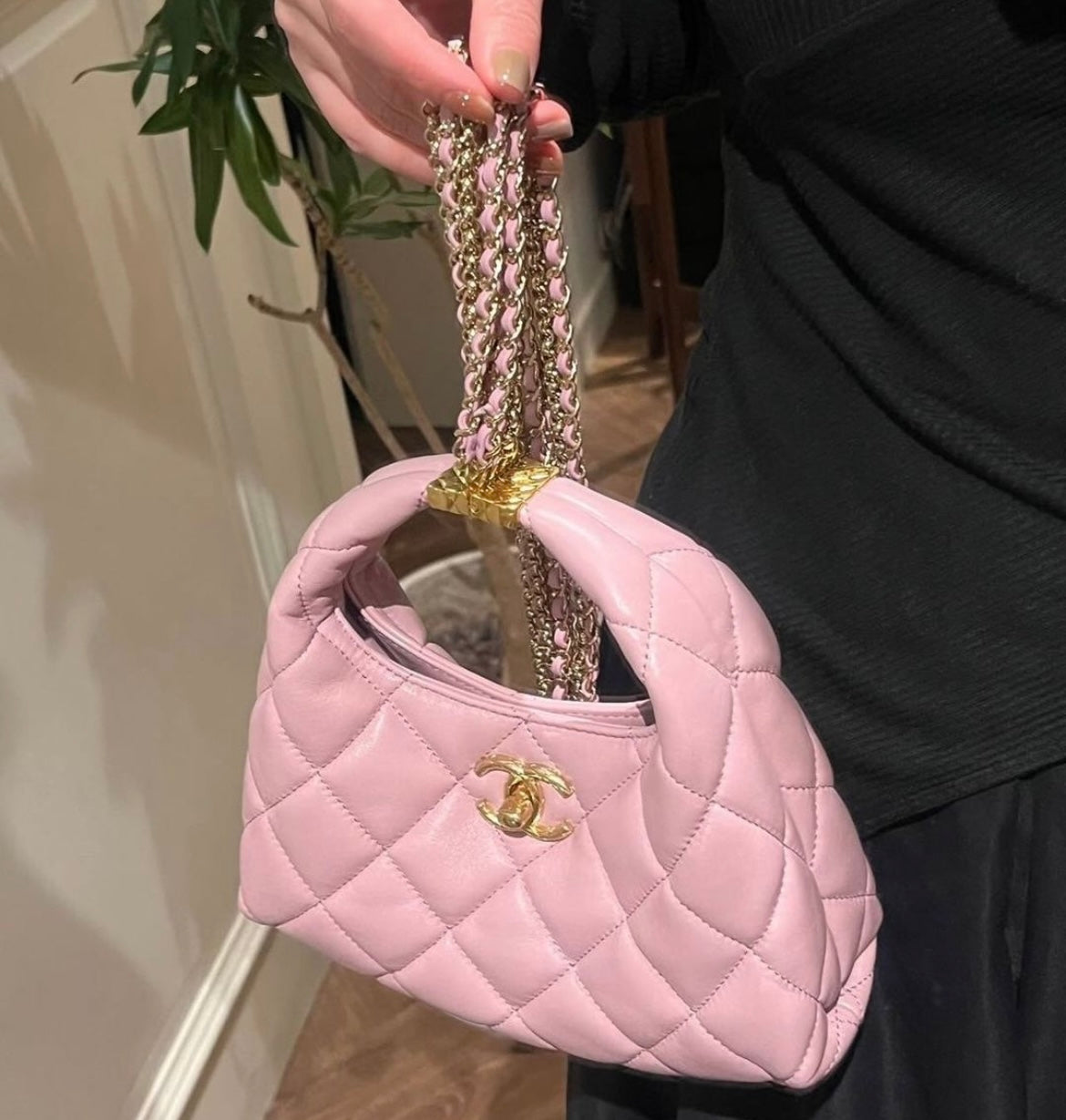 Chanel 24A Mini Hobo Multichain in Pink Lambskin GHW – Luxeworld ...